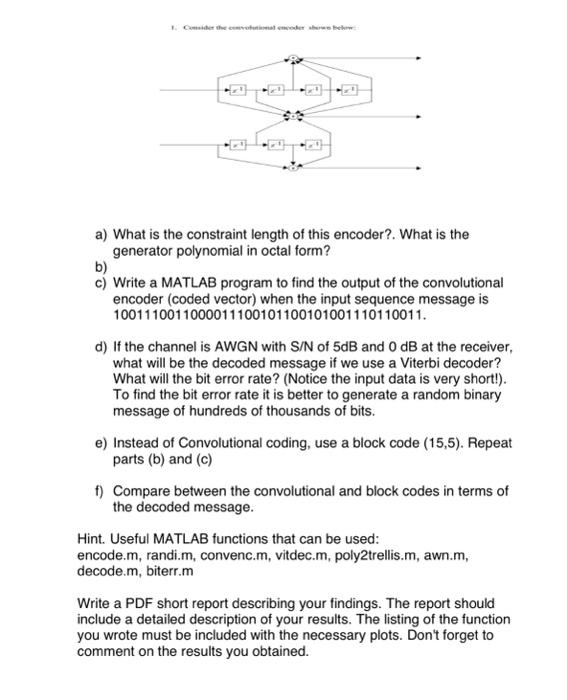 Solved A What Is The Constraint Length Of This Encoder
