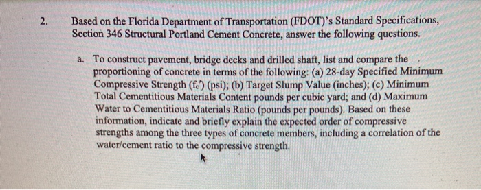 Solved 2. Based on the Florida Department of Transportation | Chegg.com