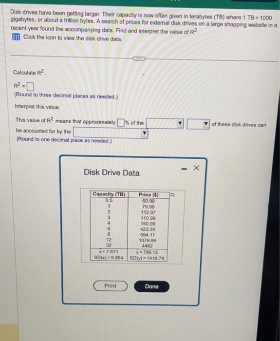 Solved Disk drives have been getting larger. Their capacity | Chegg.com