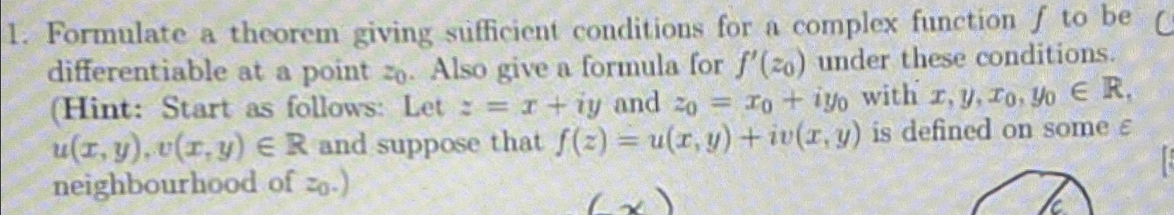 Solved Formulate a theorem giving sufficient conditions for | Chegg.com