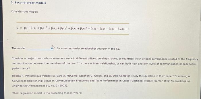 Consider the model: The inodel for a second-order | Chegg.com