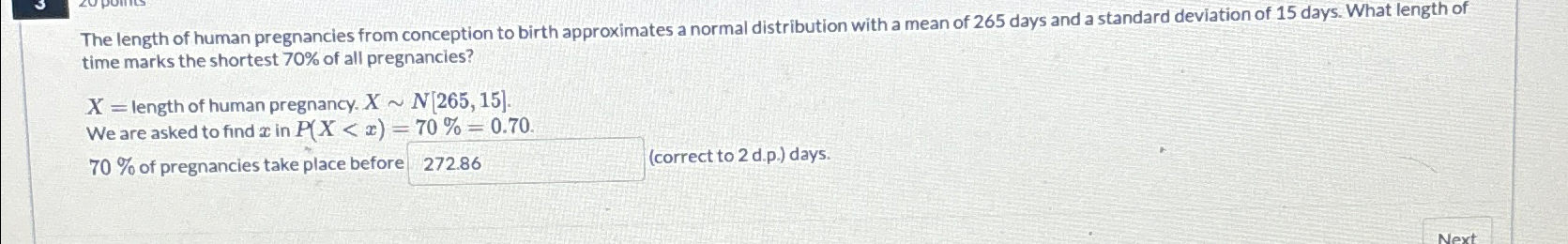 Solved The length of human pregnancies from conception to | Chegg.com