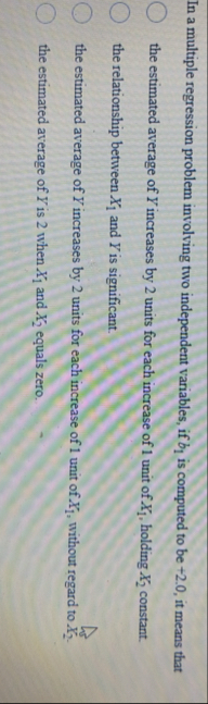 Solved In a multiple regression problem involving two | Chegg.com