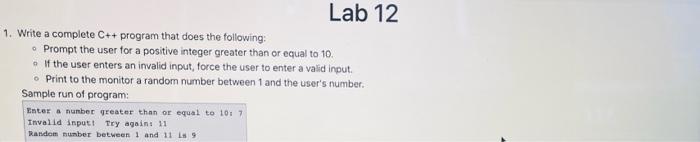 Solved 1. Write a complete C++ program that does the | Chegg.com