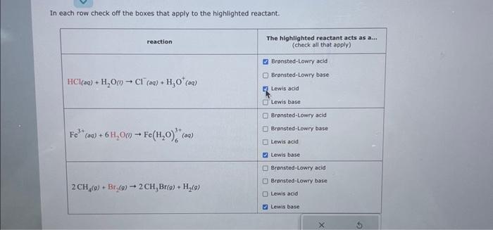 Solved In each row check off the boxes that apply to the | Chegg.com