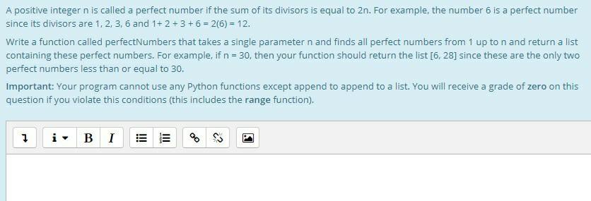 Solved A positive integer n is called a perfect number if | Chegg.com