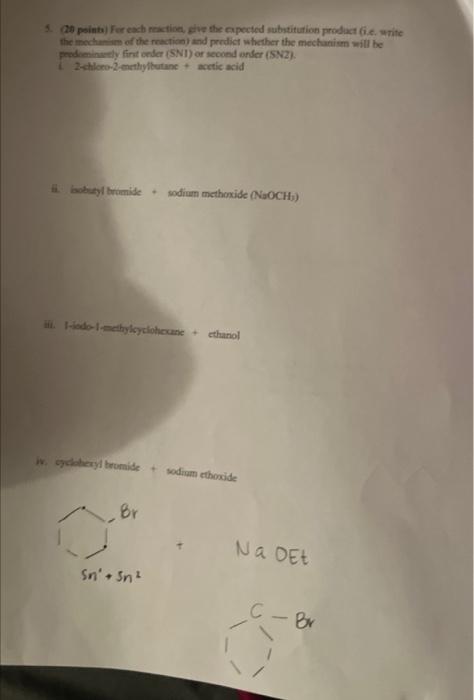 Solved 5. 29 pointa) Fer each ractina, grve the cupected | Chegg.com