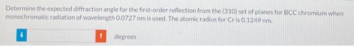 Solved Determine the expected diffraction angle for the | Chegg.com