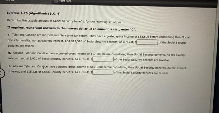Solved Exercise 4-26 (Algorithmic) (LO. 4) Determine the | Chegg.com