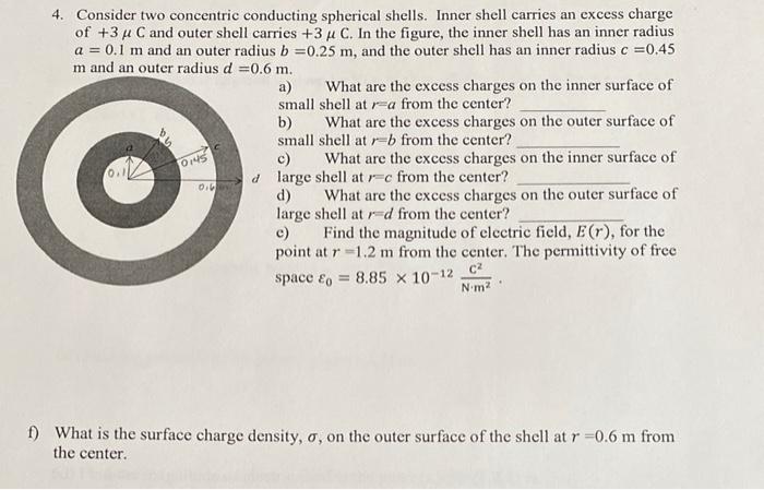 Solved 4. Consider two concentric conducting spherical | Chegg.com