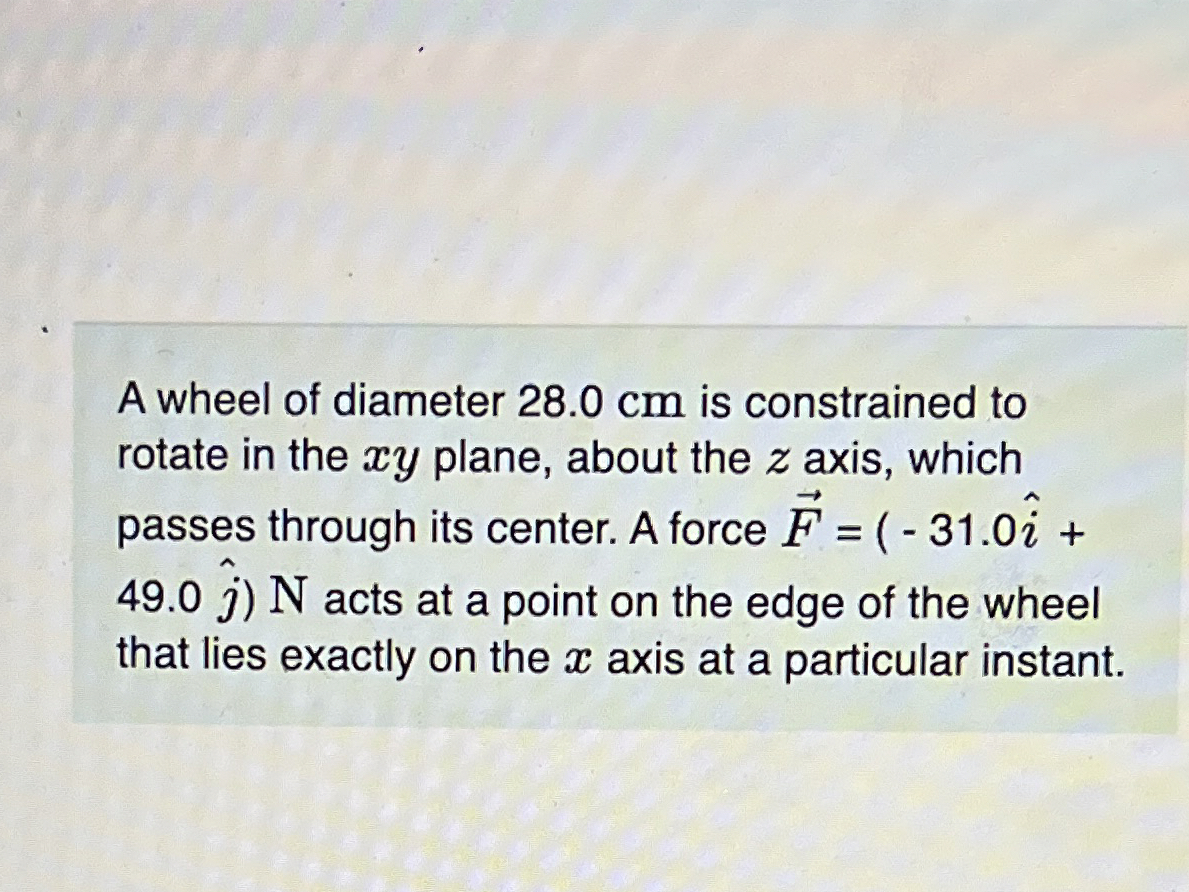 Solved A wheel of diameter 28.0 ﻿cm is constrained to rotate | Chegg.com