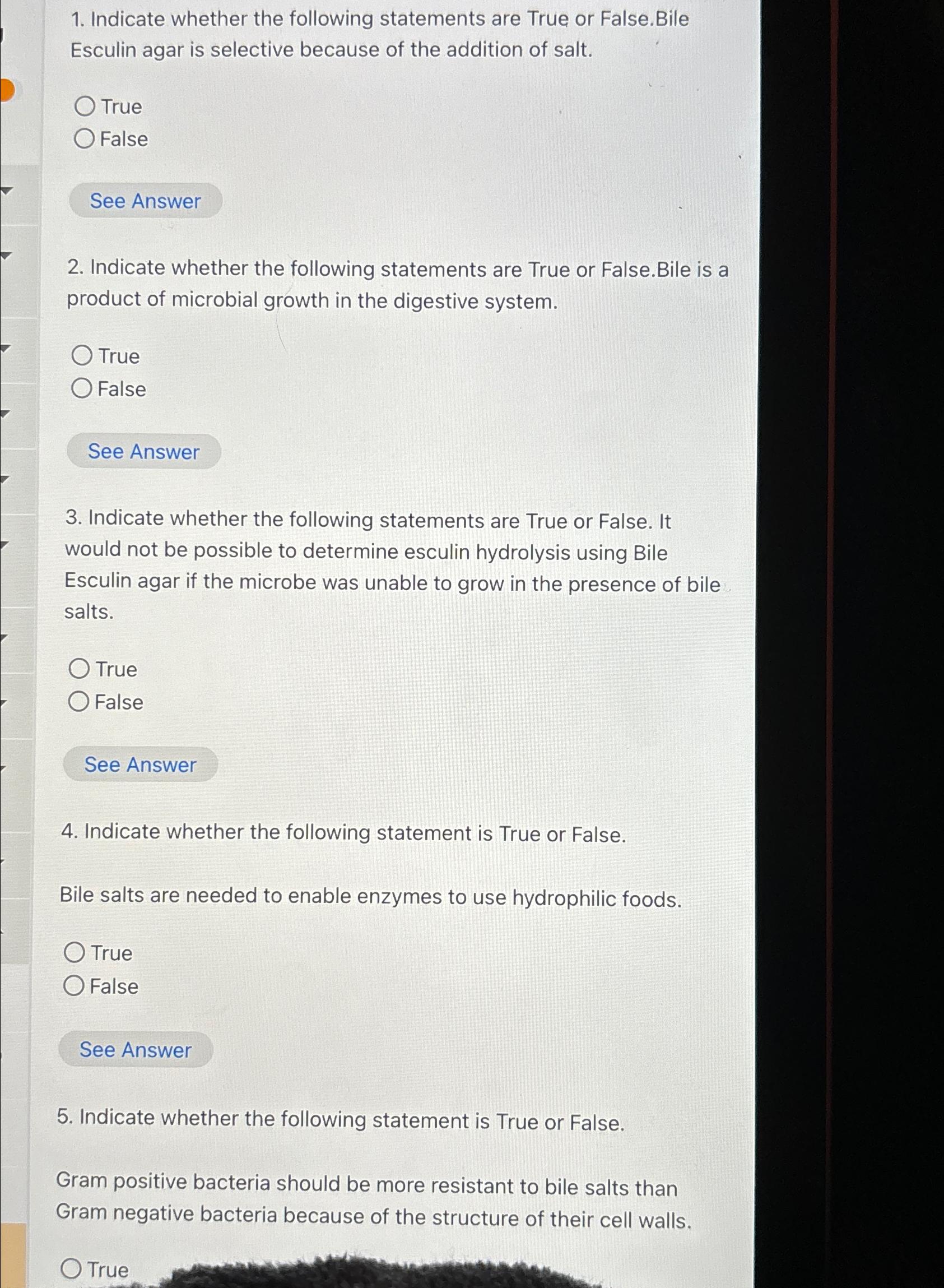 Solved Indicate whether the following statements are True or | Chegg.com