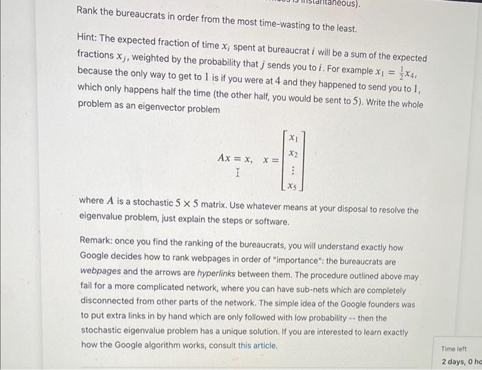 Solved A matrix A∈Rn×n is called stochastic when its entries | Chegg.com