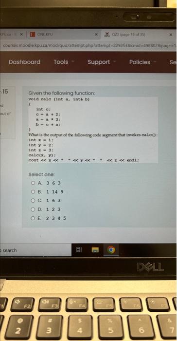 Solved Given the following function: void calo (1nt a, 1nt6 | Chegg.com