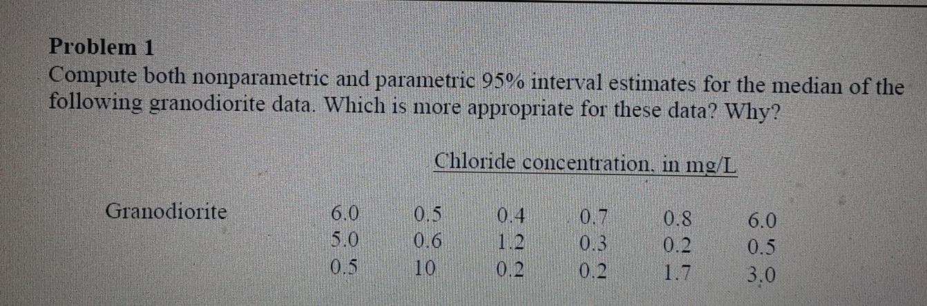 Solved Problem 1 Compute both nonparametric and parametric | Chegg.com