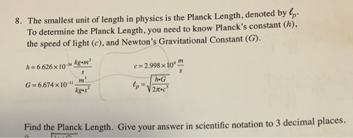 Solved 8. The smallest unit of length in physics is the | Chegg.com