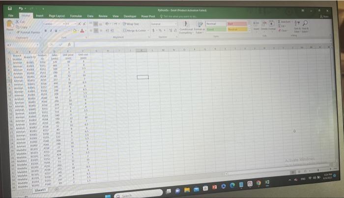 Solved An MS Excel workbook stores sales of different | Chegg.com