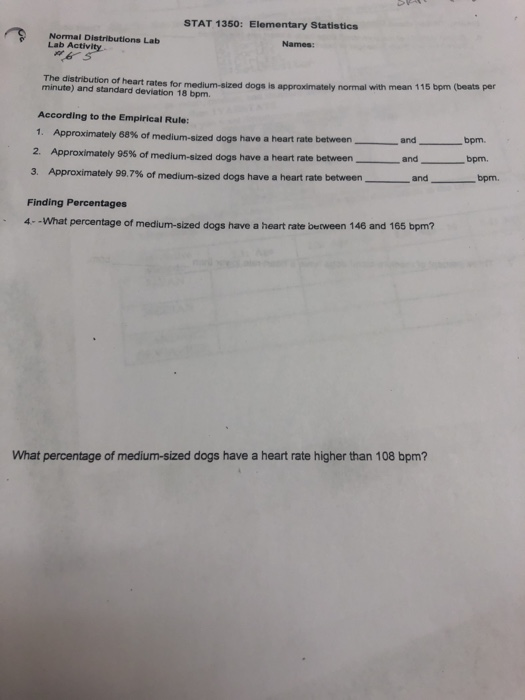 Solved STAT 1350: Elementary Statistics Normal Distributions | Chegg.com