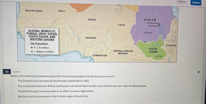 Each answer shows a map of a subregion of one of the | Chegg.com