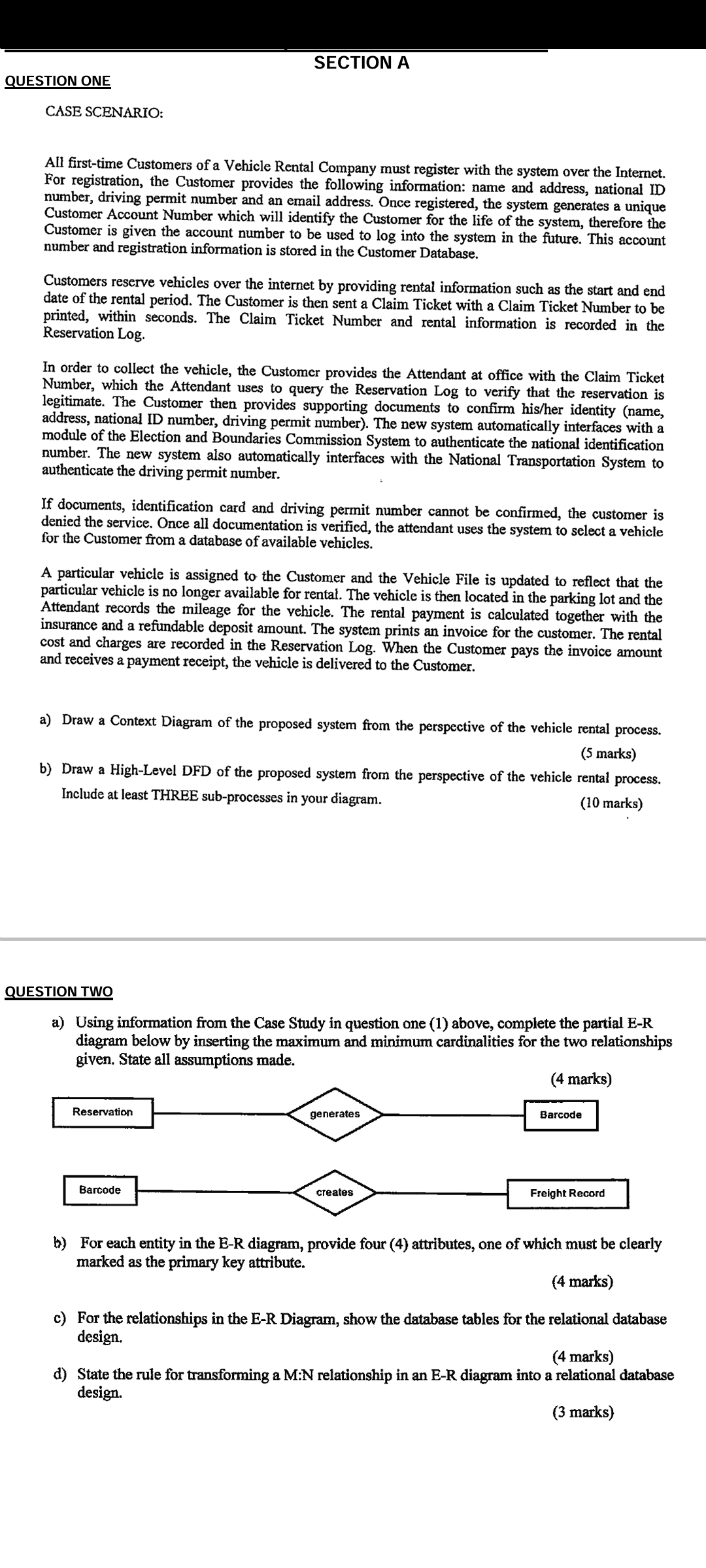 Solved QUESTION TWOa) ﻿Using information from the Case Study | Chegg.com