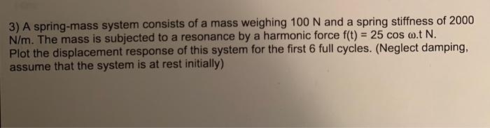 Solved 3 A Spring Mass System Consists Of A Mass Weighing
