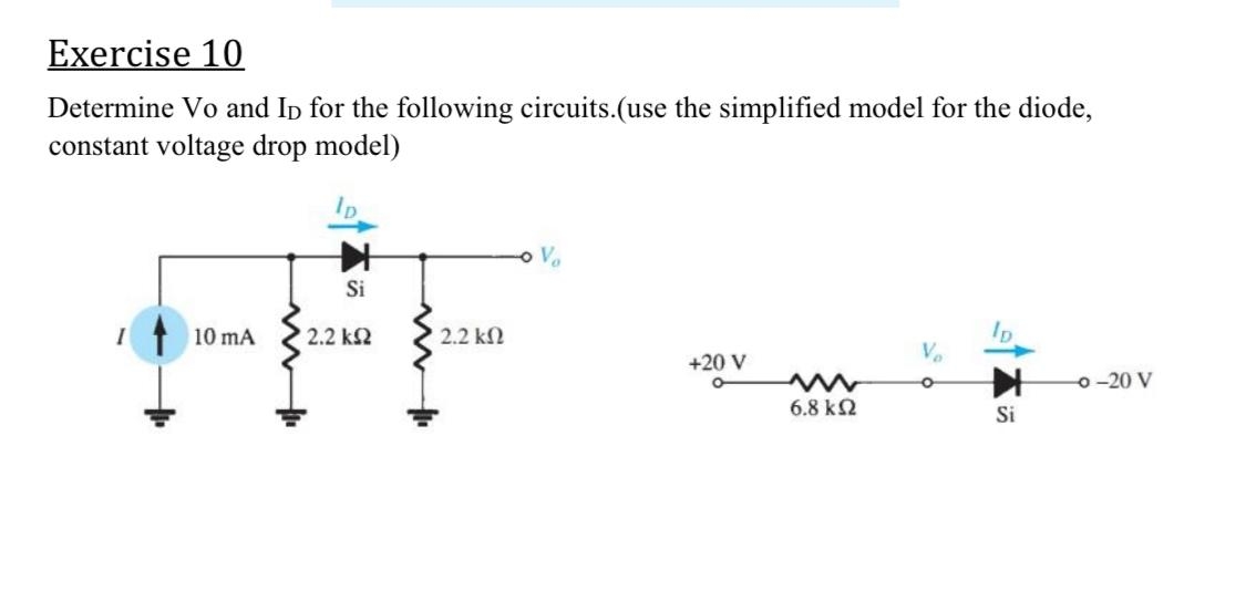 Solved Exercise 10Determine V0 ﻿and ID ﻿for the following | Chegg.com