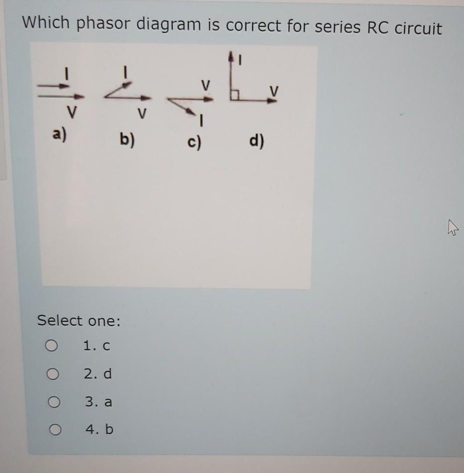 Solved Which phasor diagram is correct for series RC circuit | Chegg.com