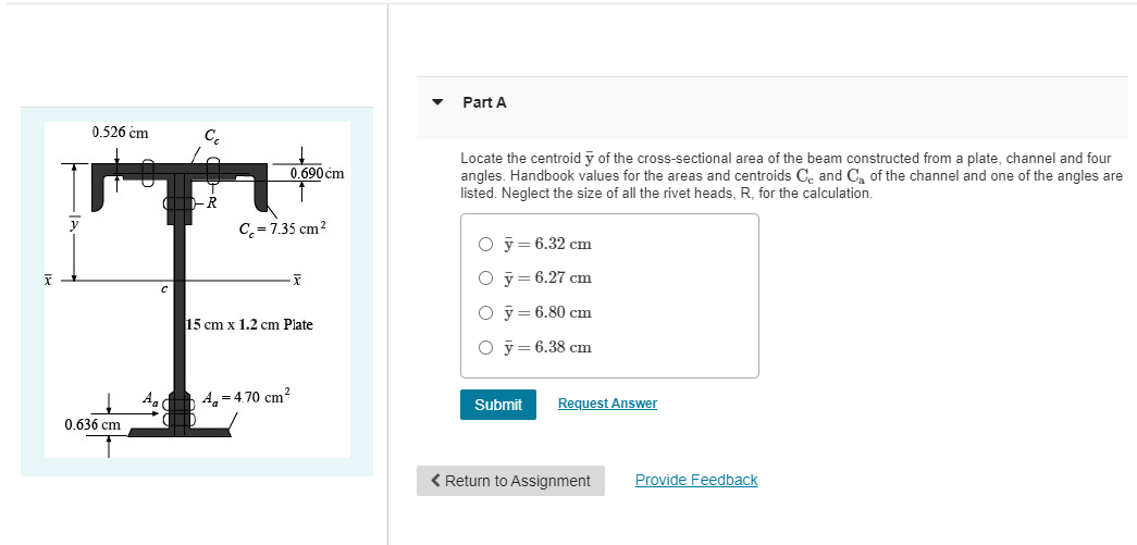 Solved Part ALocate the centroid ?bar (y) ﻿of the | Chegg.com