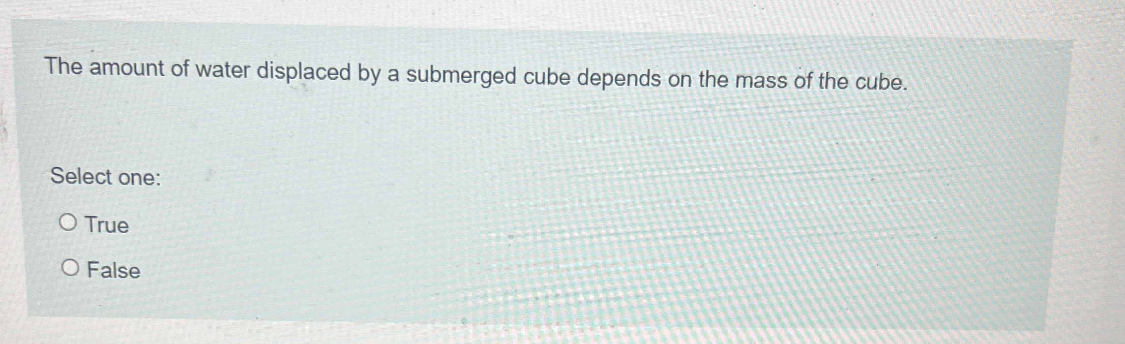 Solved The amount of water displaced by a submerged cube | Chegg.com