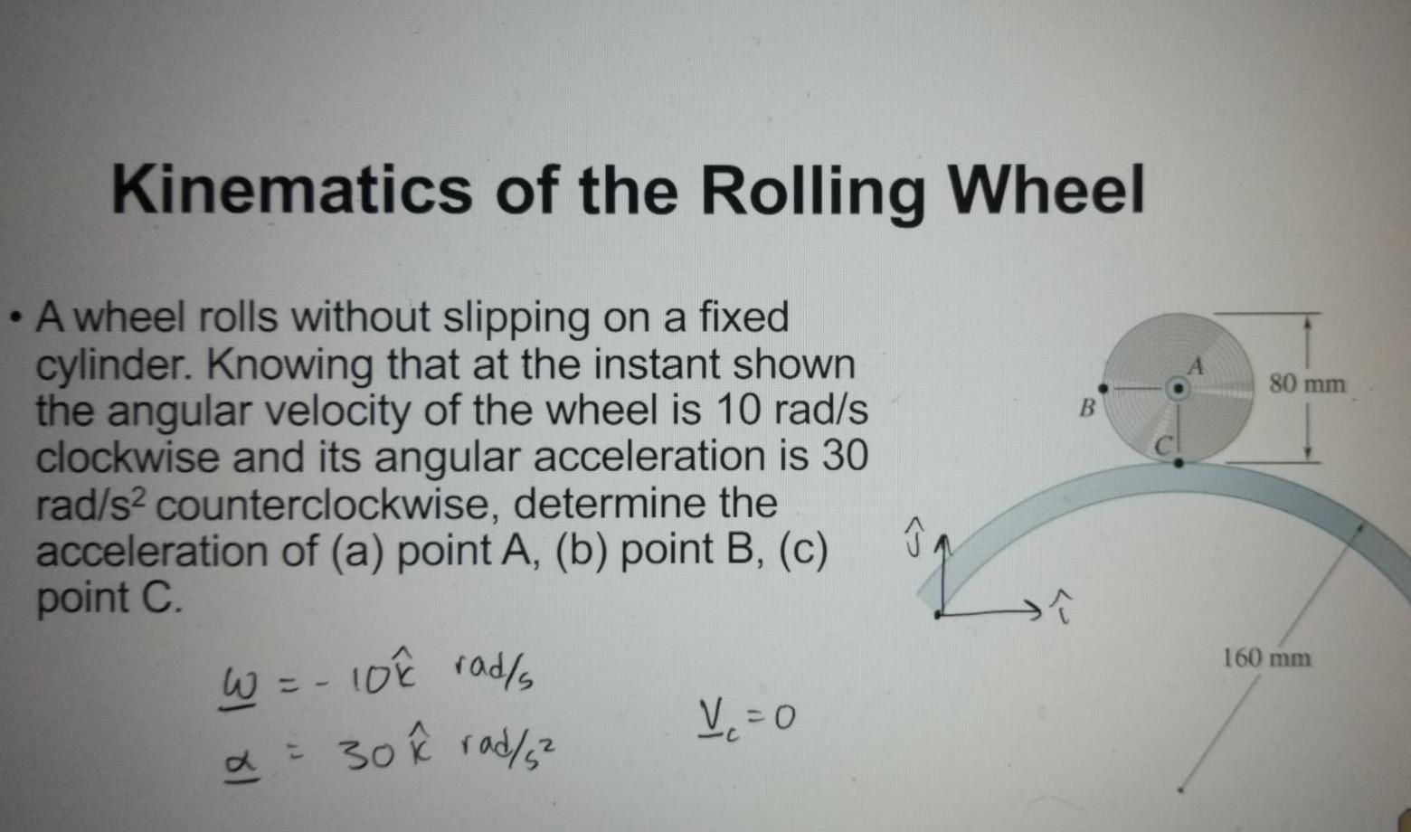 Solved Kinematics of the Rolling Wheel 80 mm B A wheel rolls | Chegg.com