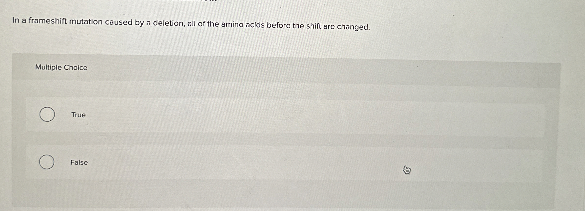 Solved In a frameshift mutation caused by a deletion, all of | Chegg.com
