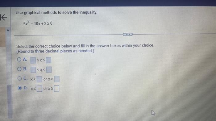 Solved Use graphical methods to solve the inequality. | Chegg.com