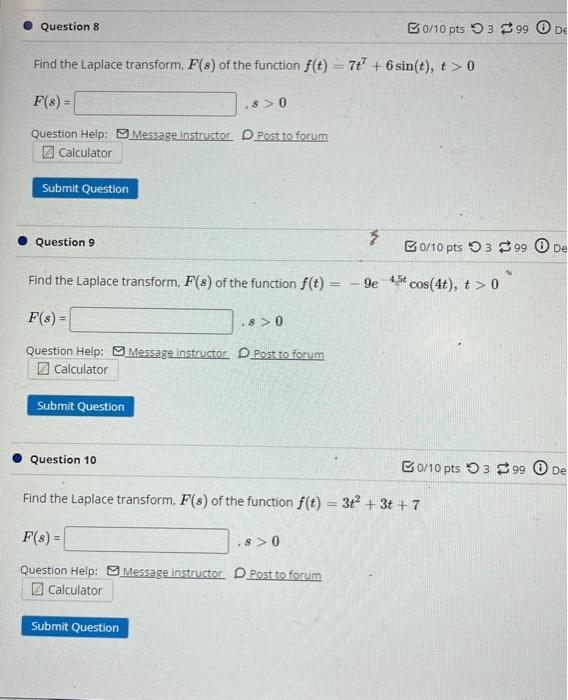 Solved Find the Laplace transform, F(s) of the function | Chegg.com