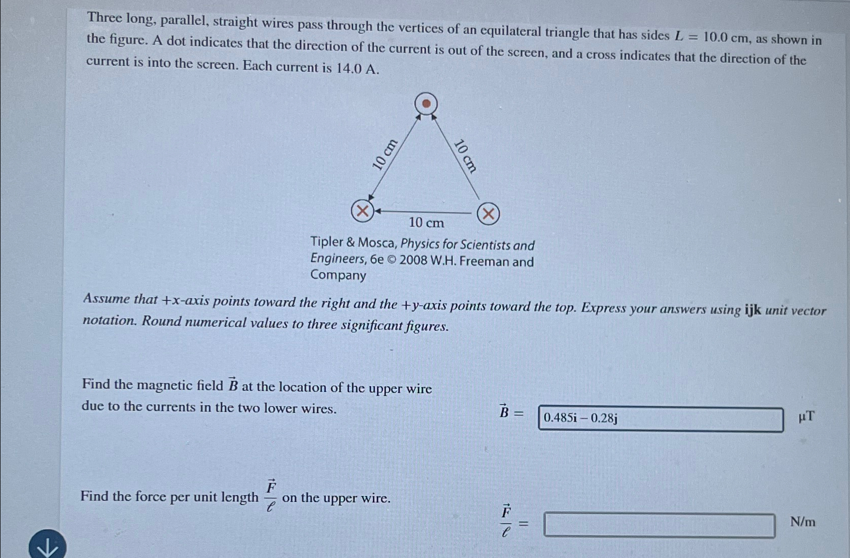 Three long, parallel, straight wires pass through the | Chegg.com