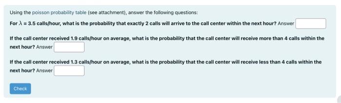 Solved Using the poisson probability table (see attachment), | Chegg.com