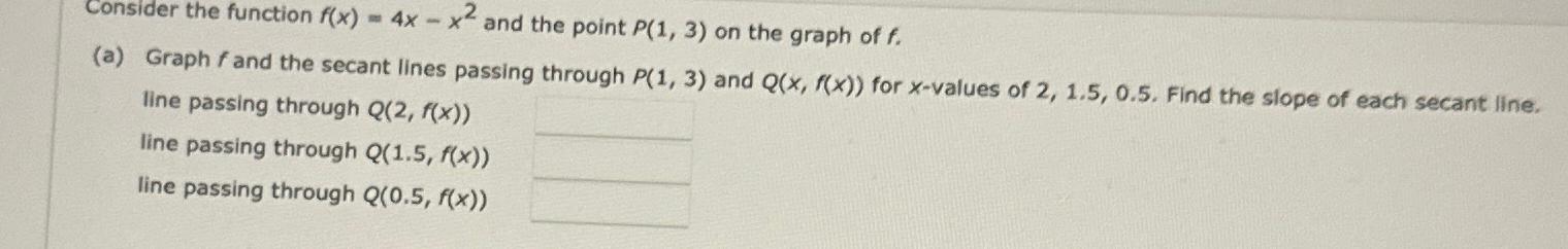 Solved Consider the function f(x)=4x-x2 ﻿and the point | Chegg.com