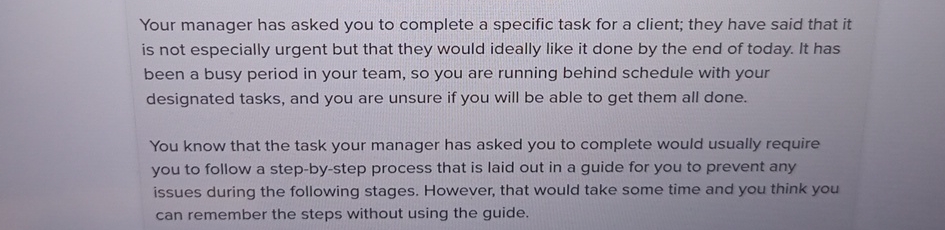 Solved Your manager has asked you to complete a specific | Chegg.com
