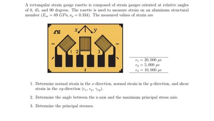 Solved A rectangular strain gauge rosette is composed of | Chegg.com