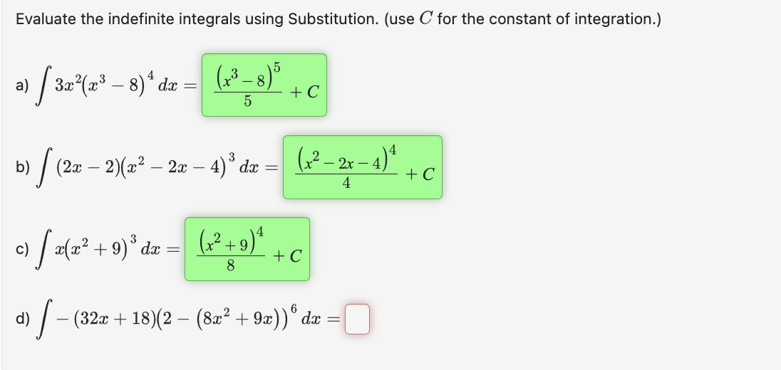 Solved Evaluate the indefinite integrals using Substitution. | Chegg.com