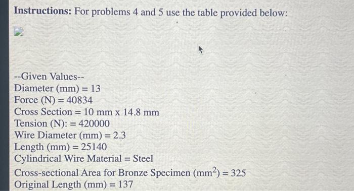 Solved Instructions: For problems 4 and 5 use the table | Chegg.com