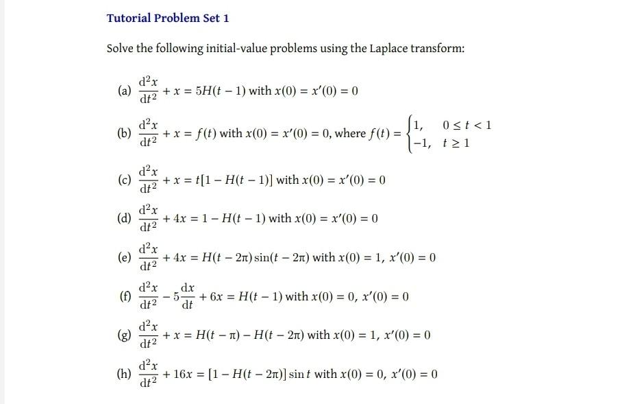 Solved Tutorial Problem Set 1 Solve the following | Chegg.com