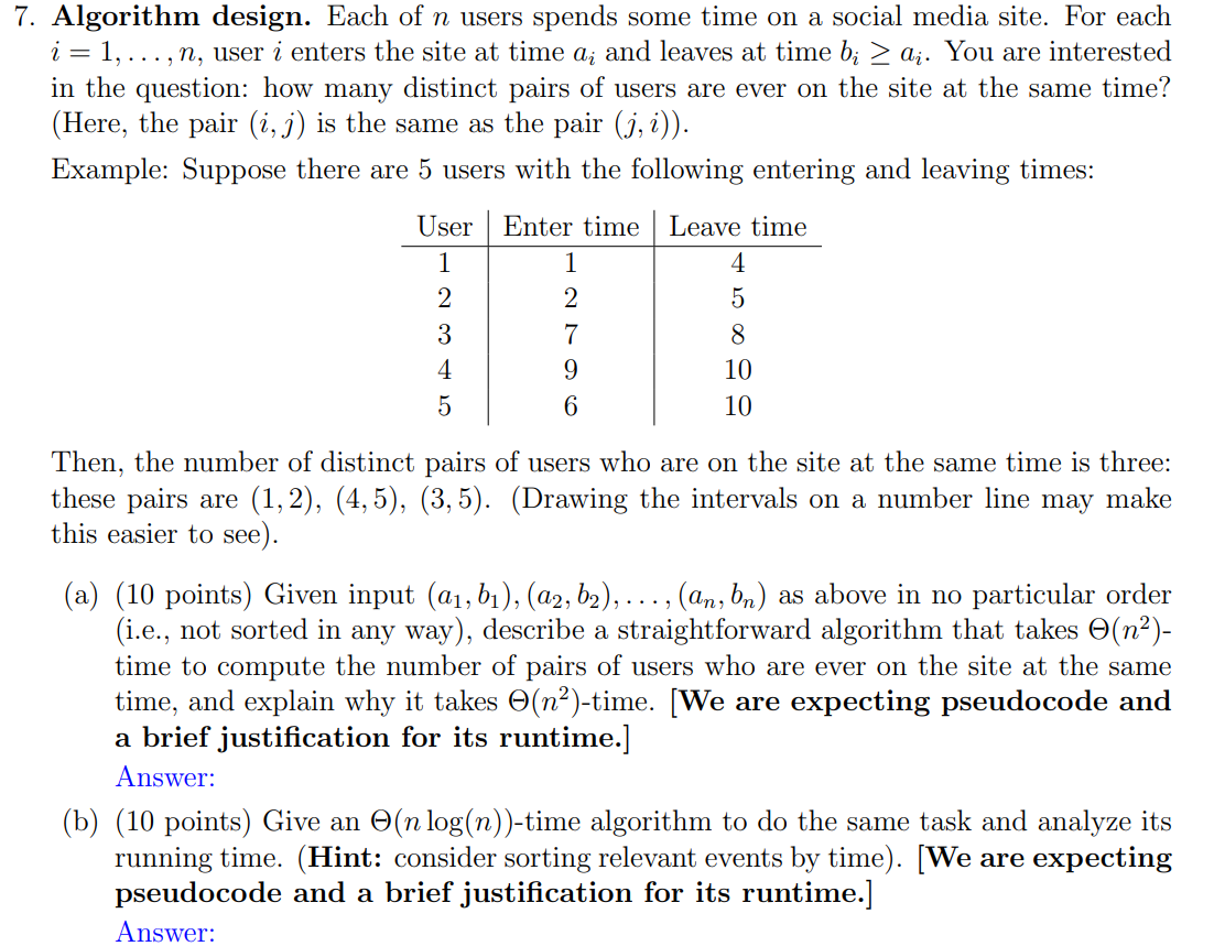 Solved Algorithm Design Each Of N ﻿users Spends Some Time