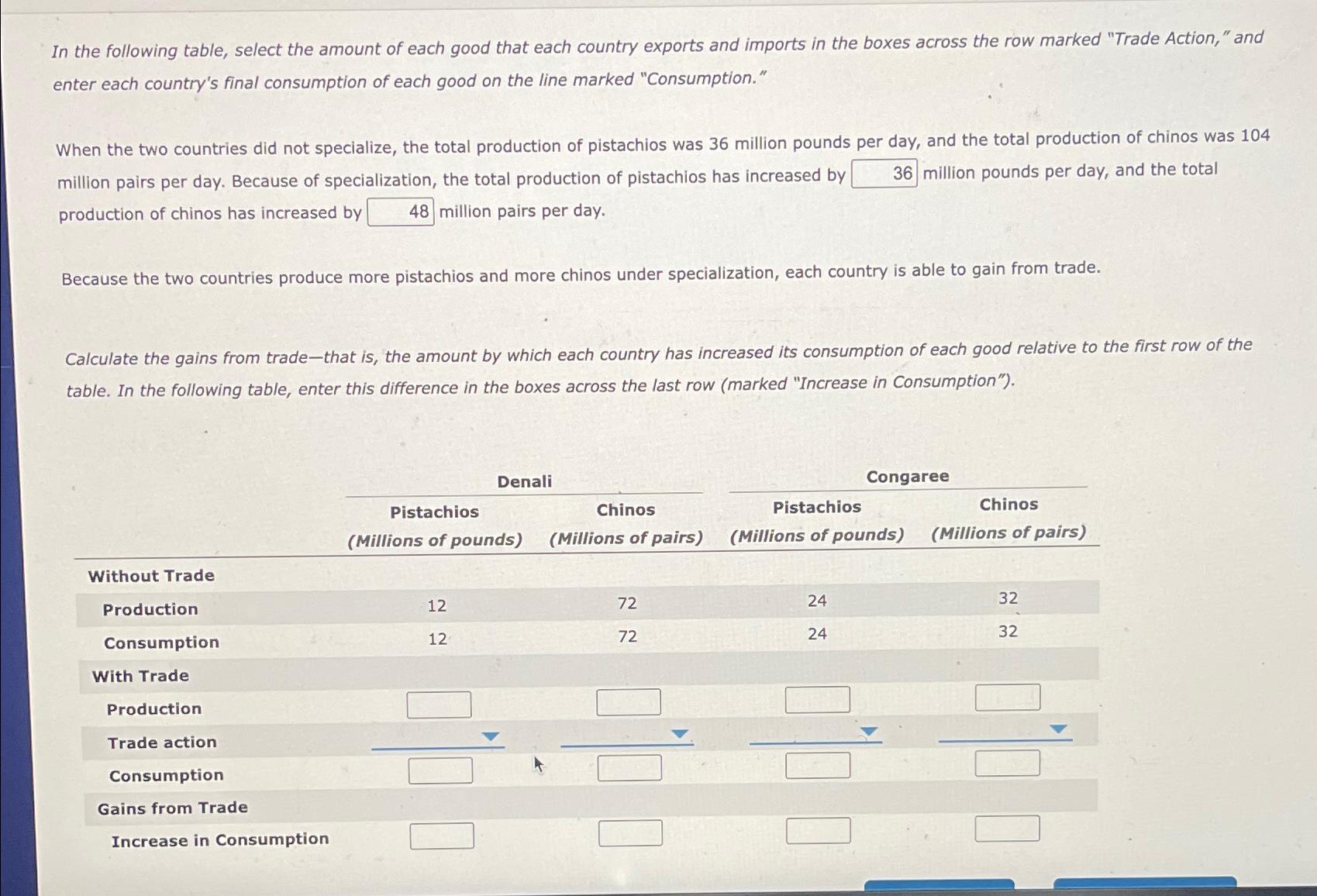Solved In the following table, select the amount of each | Chegg.com