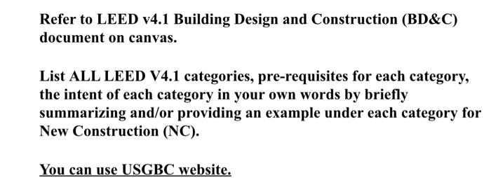 Solved Refer to LEED v4.1 Building Design and Construction | Chegg.com