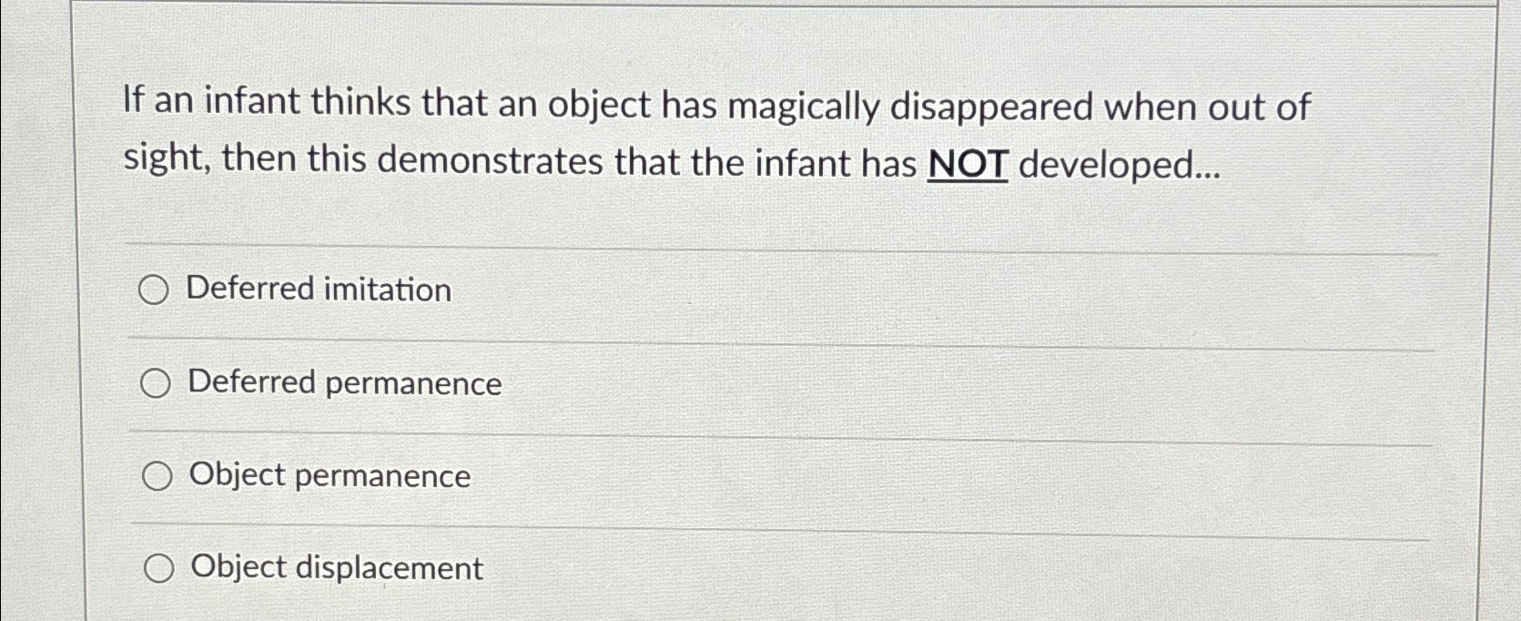 Solved If an infant thinks that an object has magically | Chegg.com