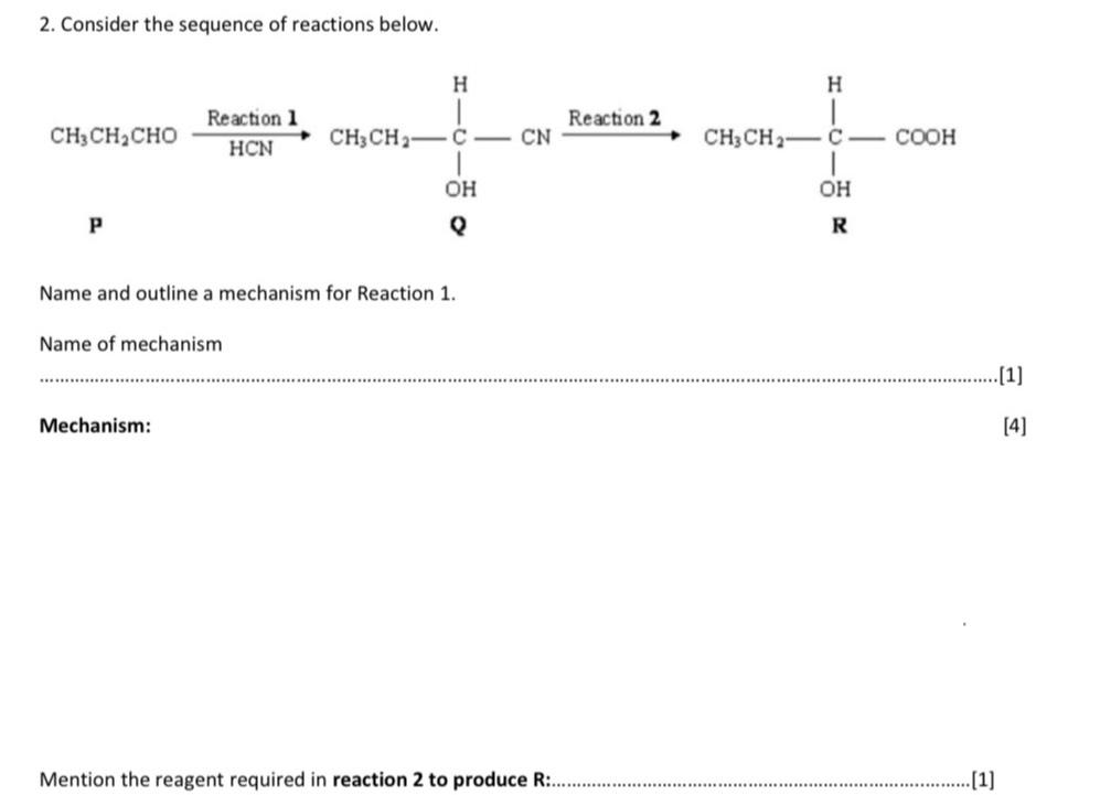 Solved Consider the sequence of reactions below.Name of | Chegg.com