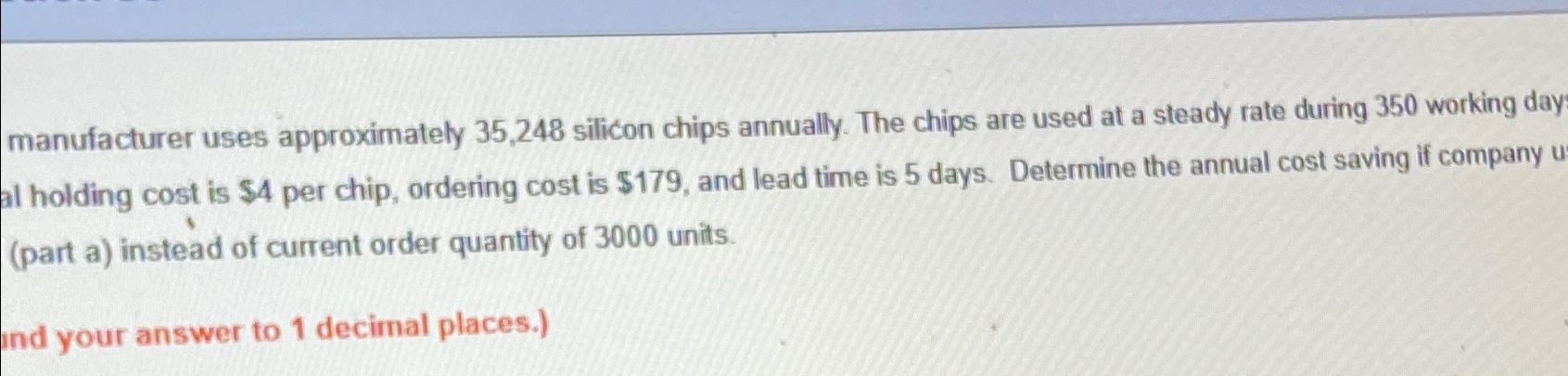 manufacturer uses approximately 35,248 ﻿silicon chips | Chegg.com