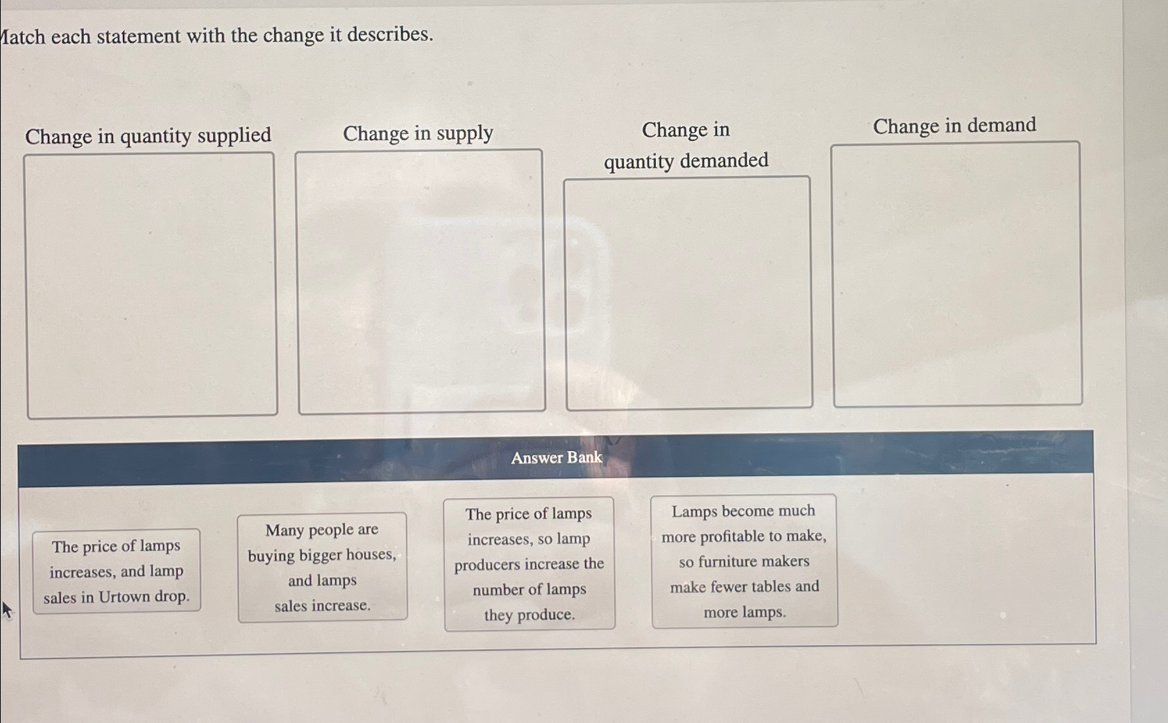 Solved Match each statement with the change it | Chegg.com