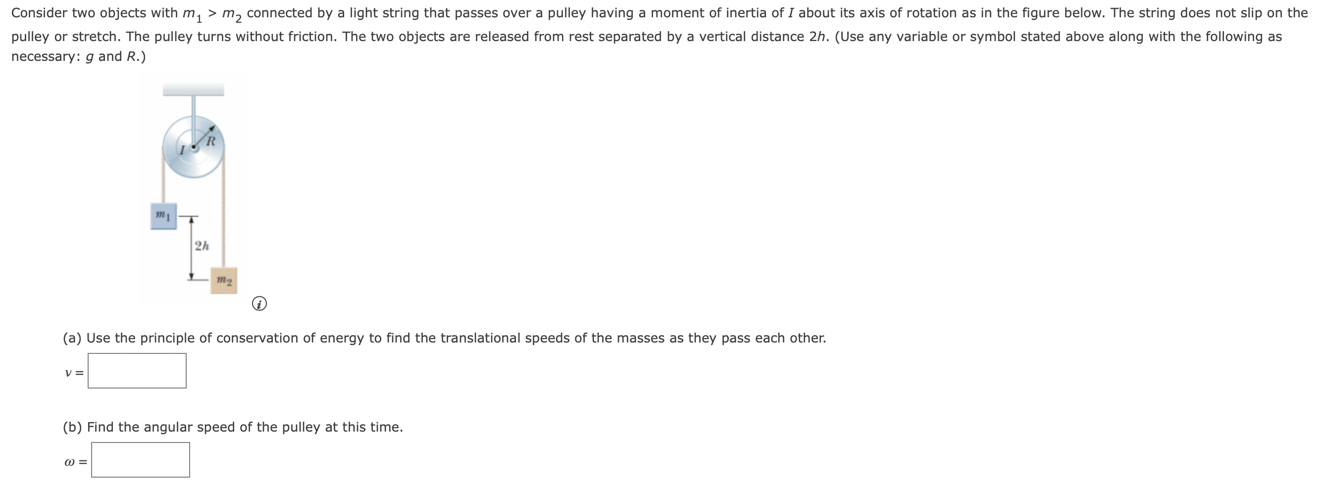 Solved Consider two objects with m1>m2 ﻿connected by a light | Chegg.com