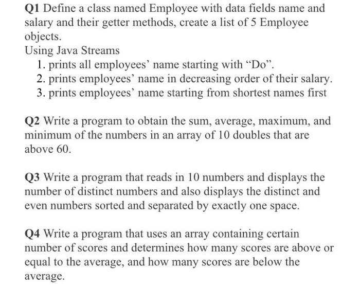 Solved Q1 Define a class named Employee with data fields | Chegg.com